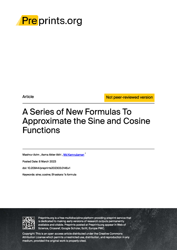 (PDF) A Series of New Formulas To Approximate the Sine and Cosine Functions