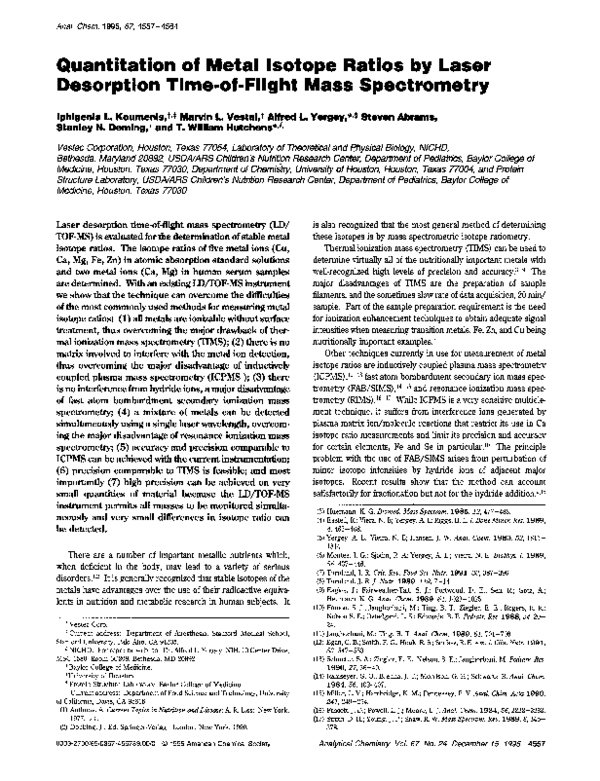 (PDF) Quantitation of Metal Isotope Ratios by Laser Desorption Time-of ...