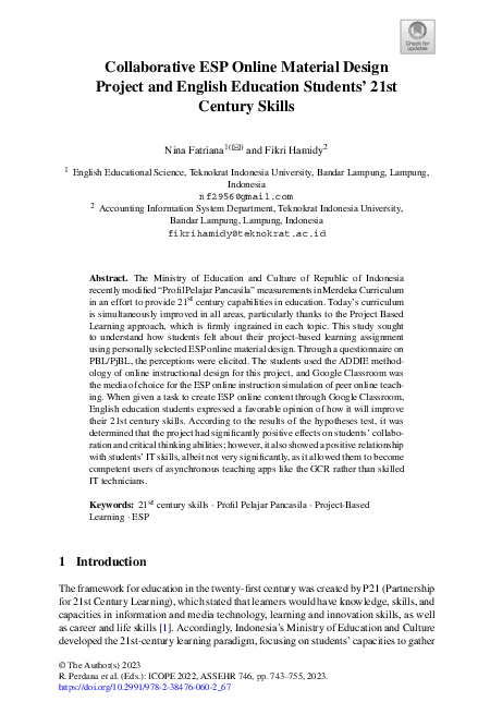 (PDF) Collaborative ESP Online Material Design Project and English ...