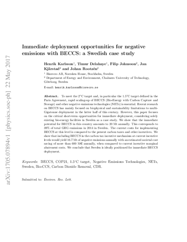 (PDF) Immediate deployment opportunities for negative emissions with ...