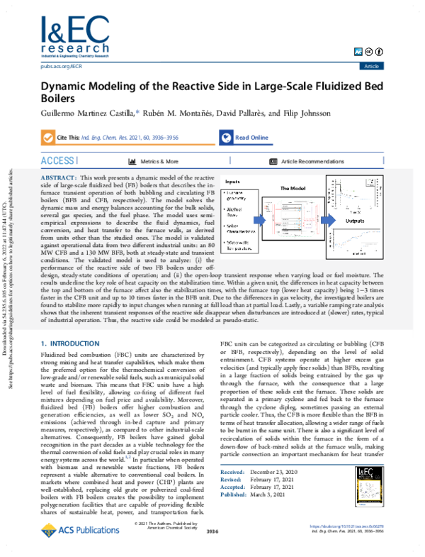 Pdf Dynamic Modeling Of The Reactive Side In Large Scale Fluidized