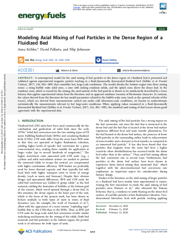 (PDF) Modeling Axial Mixing of Fuel Particles in the Dense Region of a ...