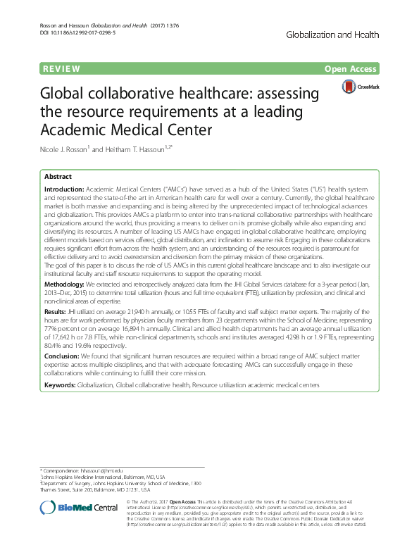 (PDF) Global collaborative healthcare: assessing the resource ...