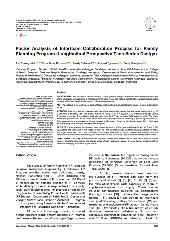 (PDF) Factor Analysis of Interteam Collaboration Process for Family ...