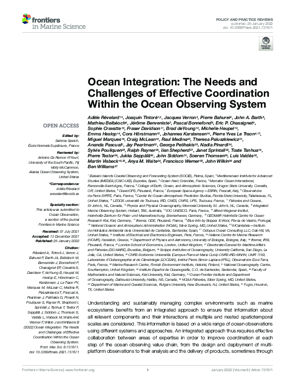 (PDF) Ocean Integration: The Needs and Challenges of Effective ...
