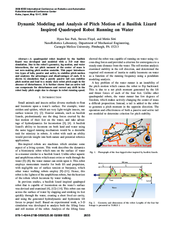 (PDF) Dynamic modeling and analysis of pitch motion of a basilisk lizard inspired quadruped ...
