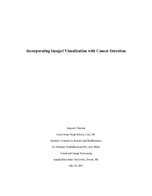 Pdf Incorporating Imagej Visualization With Cancer Detection