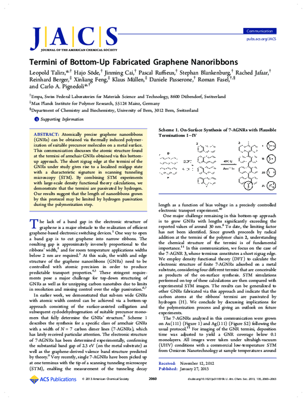 (PDF) Termini of Bottom-Up Fabricated Graphene Nanoribbons