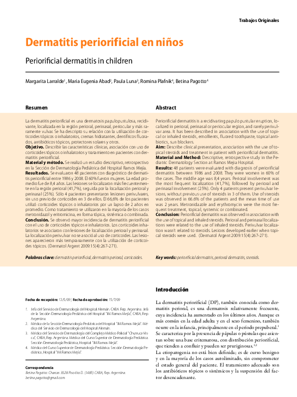 (PDF) Dermatitis periorificial en niños