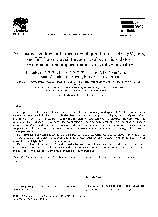 (PDF) Automated reading and processing of quantitative IgG, IgM, IgA ...