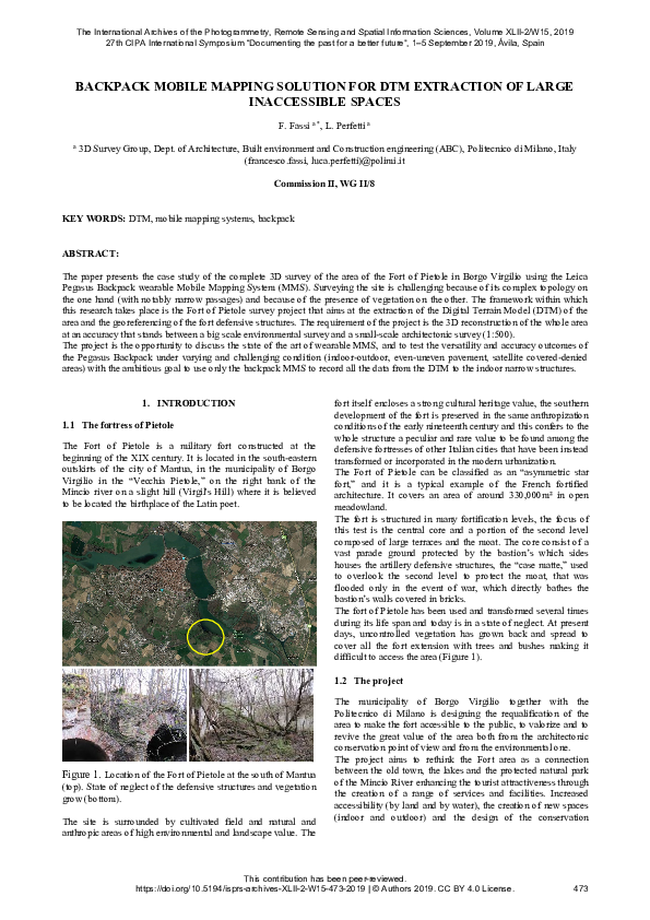 (PDF) Backpack Mobile Mapping Solution for DTM Extraction of Large ...