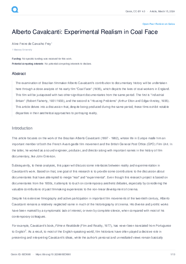 (PDF) Alberto Cavalcanti: Experimental Realism in Coal Face