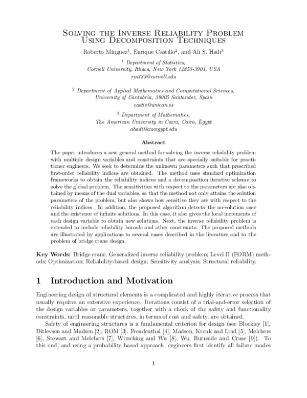 (PDF) Solving the inverse reliability problem using decomposition techniques