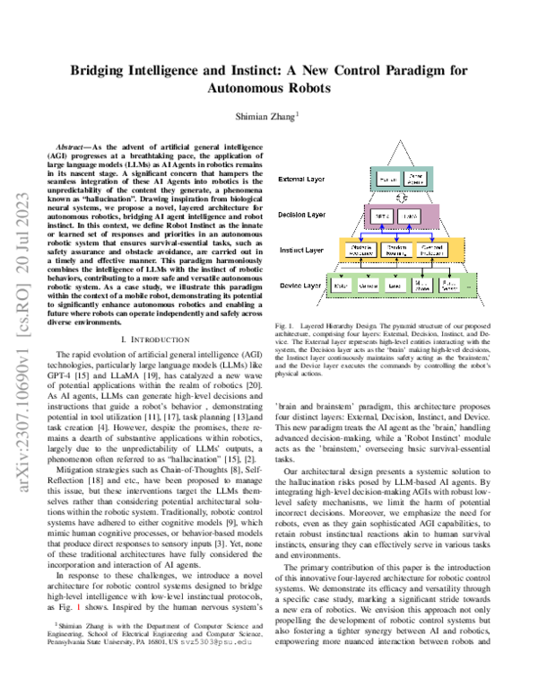 (PDF) Bridging Intelligence and Instinct: A New Control Paradigm for Autonomous Robots