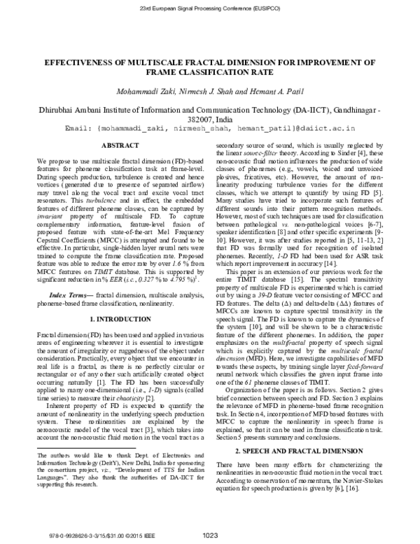 (PDF) Effectiveness of multiscale fractal dimension for improvement of ...