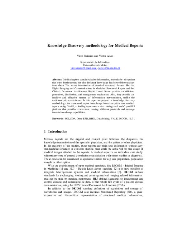 (PDF) Knowledge Discovery Methodology for Medical Reports | Victor Alves - Academia.edu
