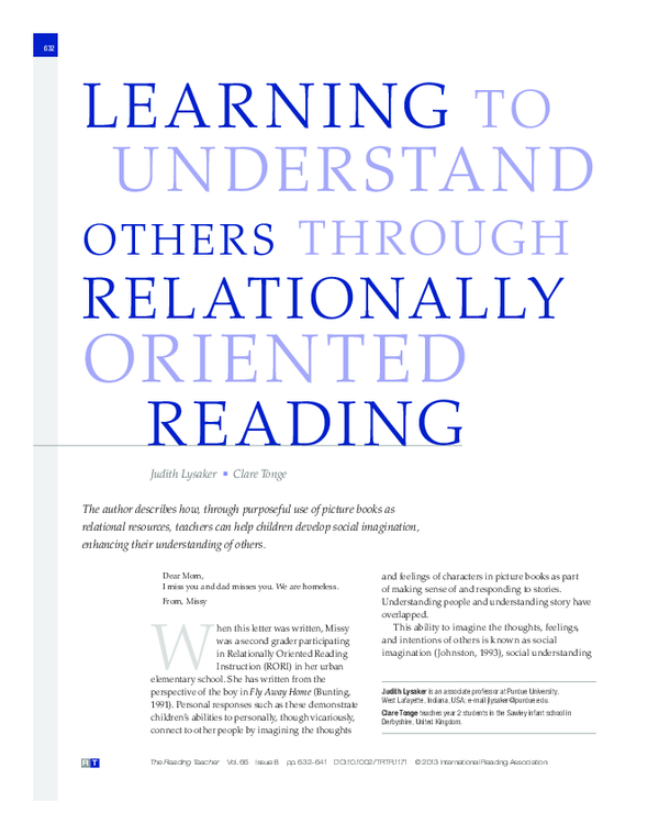 (PDF) Learning to Understand Others Through Relationally Oriented Reading