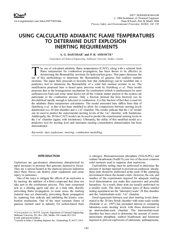 (PDF) Using Calculated Adiabatic Flame Temperatures to Determine Dust ...