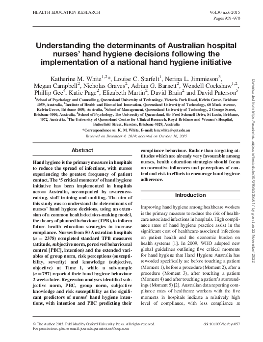 (PDF) Understanding the determinants of Australian hospital nurses ...