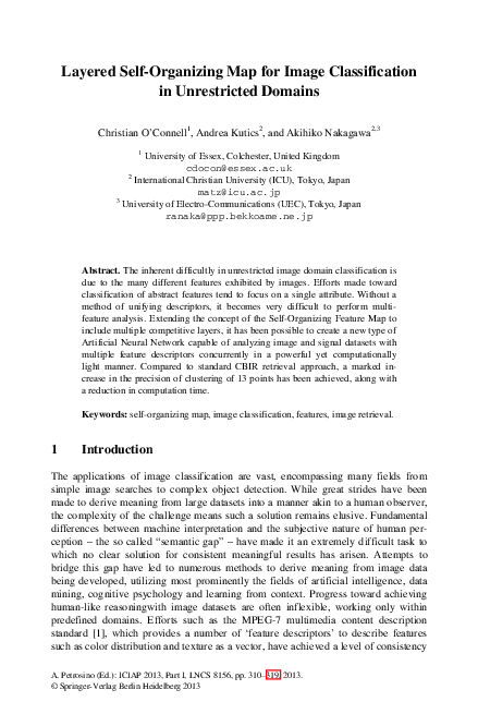 Pdf Layered Self Organizing Map For Image Classification In Unrestricted Domains