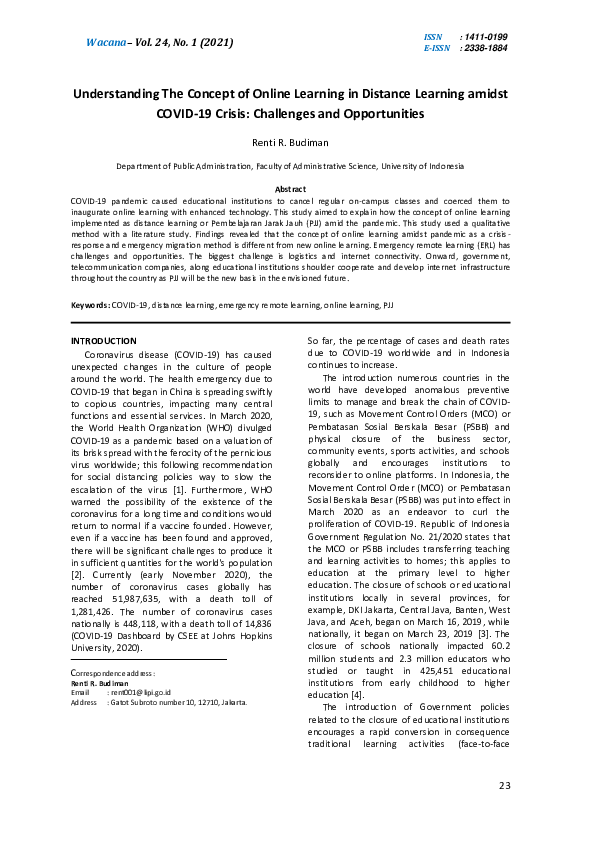 (PDF) Understanding The Concept of Online Learning in Distance Learning ...