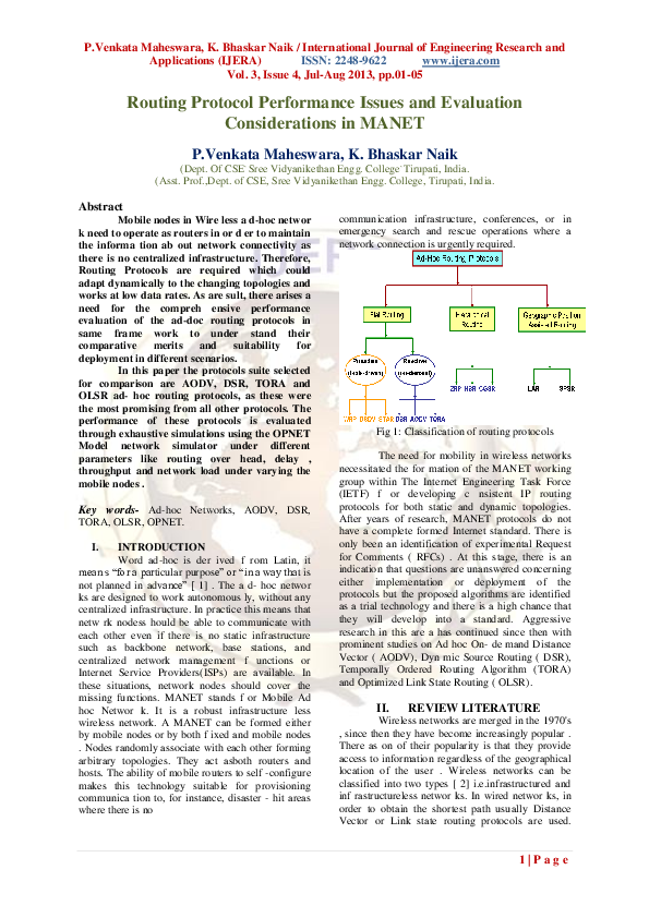 Pdf Evaluating Manet Routing Protocols Performance
