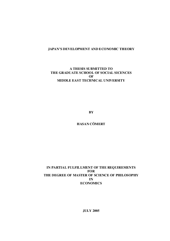 (PDF) Japan's Development and Economic Theory a Thesis Submitted to the ...