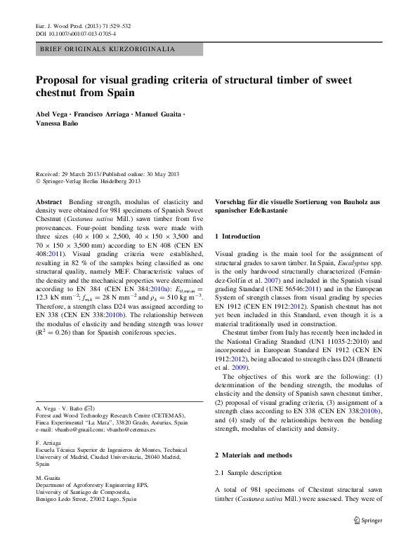 (PDF) Proposal for visual grading criteria of structural timber of ...