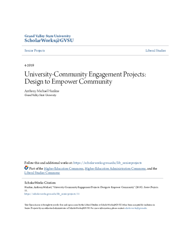 (PDF) University-Community Engagement Projects: Design to Empower Community