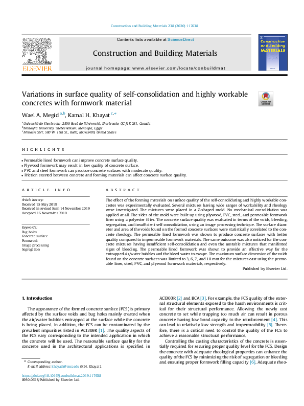 (PDF) Variations in surface quality of self-consolidation and highly ...