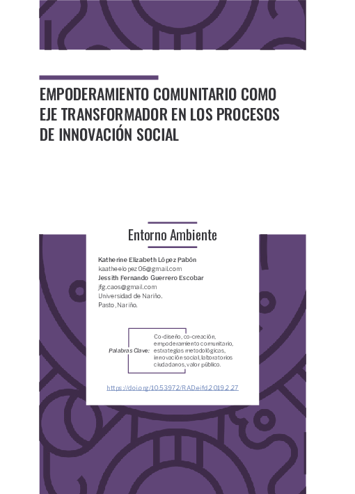 (PDF) Empoderamiento comunitario como eje transformador en los procesos ...