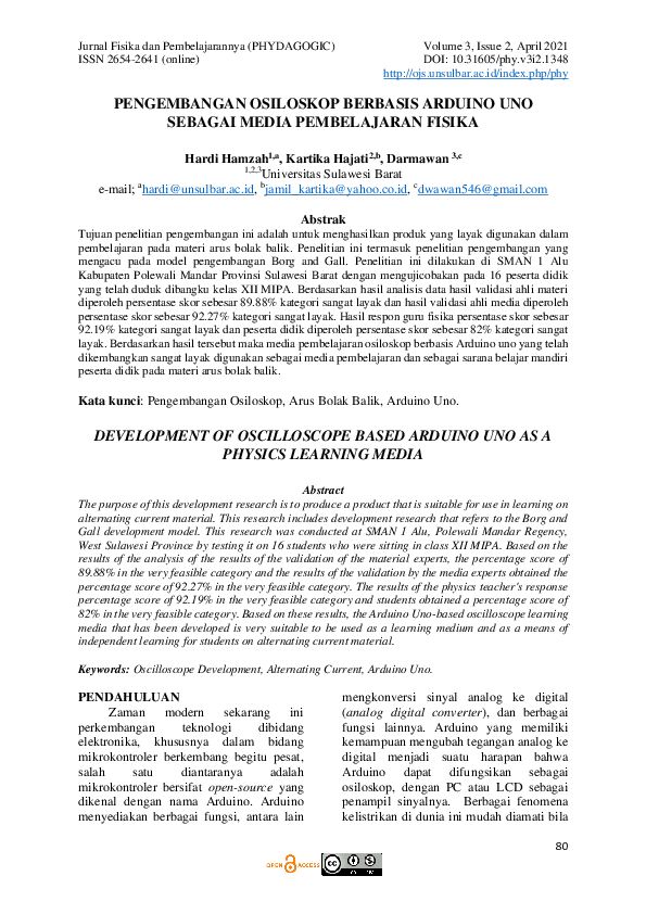 (PDF) Pengembangan Osiloskop Berbasis Arduino Uno Sebagai Media Pembelajaran Fisika