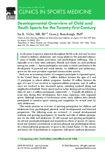 (PDF) Developmental Overview of Child and Youth Sports for the Twenty ...