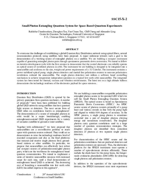 (PDF) Photon Counting for Space Quantum Experiments