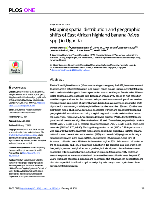 Mapping spatial distribution and geographic shifts of East African highland banana (Musa spp ...