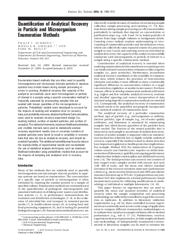 (PDF) Quantification of Analytical Recovery in Particle and ...