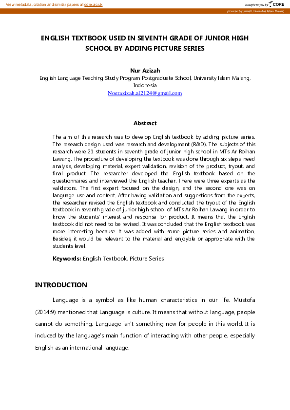 (PDF) English Textbook Used in Seventh Grade of Junior High School by ...