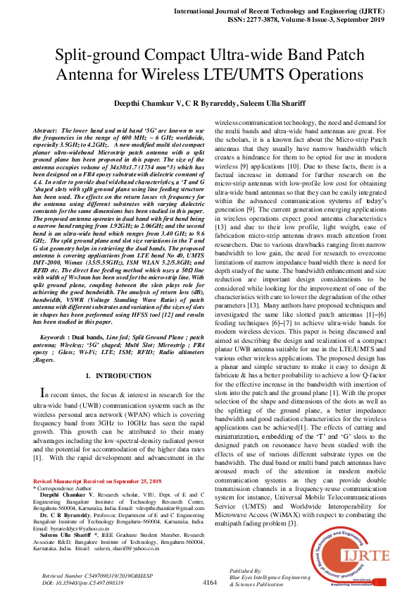 (PDF) Split-ground Compact Ultra-wide Band Patch Antenna for Wireless LTE/UMTS Operations ...