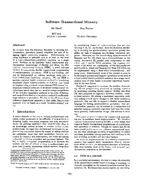 Pdf Software Transactional Memory
