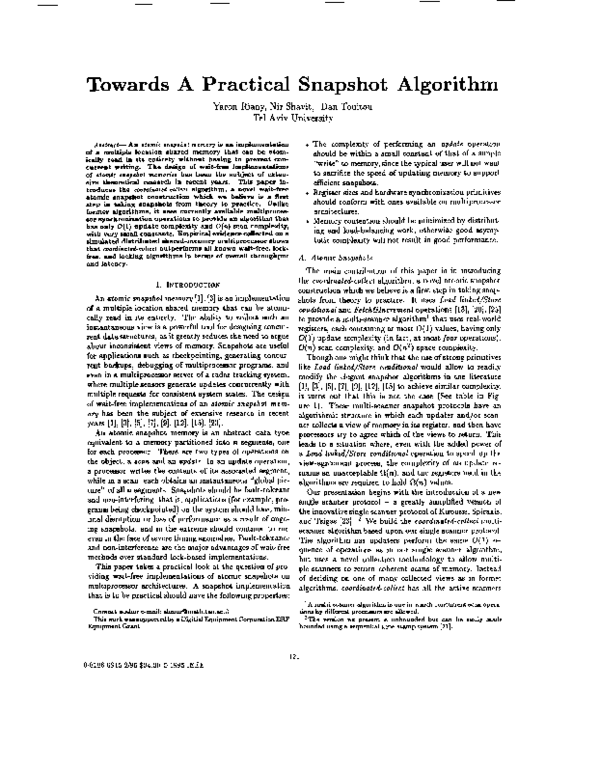 (PDF) Towards a practical snapshot algorithm | Dan Touitou - Academia.edu (PDF) Towards a practical snapshot algorithm | Dan Touitou - Academia.edu
