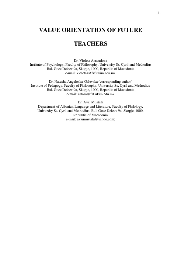 (PDF) Value orientation of future teachers