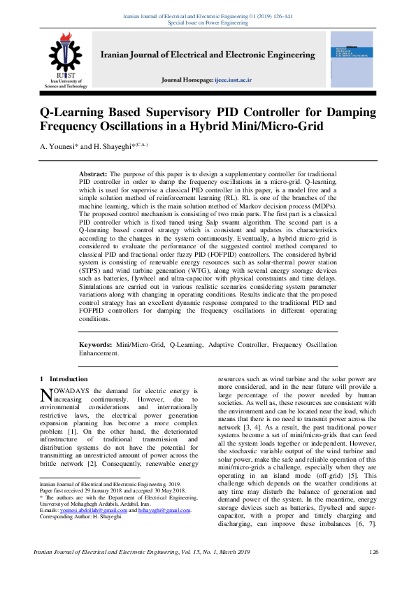 (PDF) Q-Learning Based Supervisory PID Controller for Damping Frequency Oscillations in a Hybrid ...
