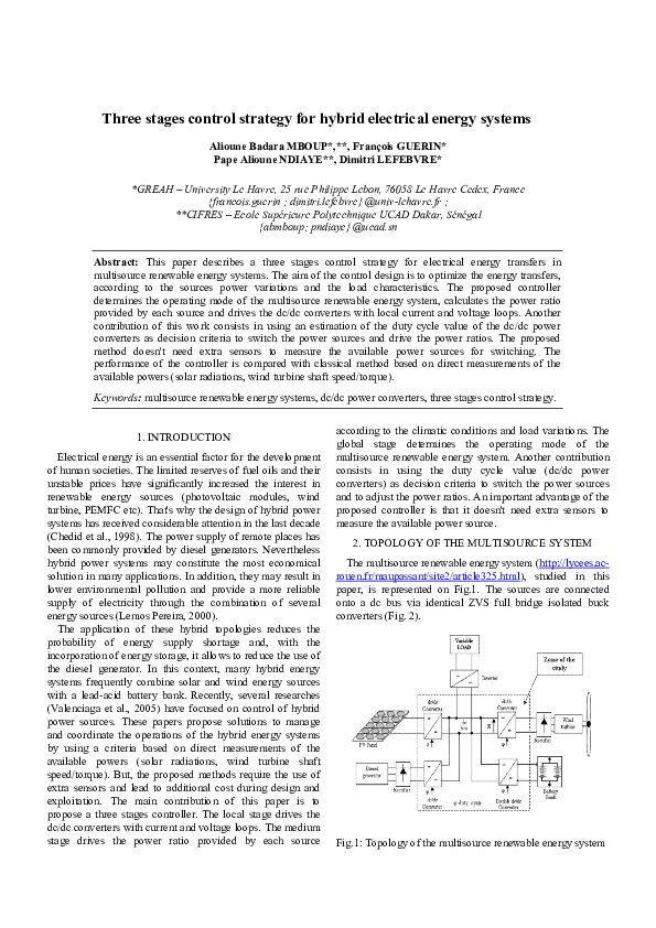 (PDF) Three stages control strategy for hybrid electrical energy systems