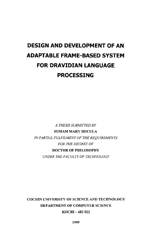 (PDF) Adaptable Frame System for Dravidian NLP