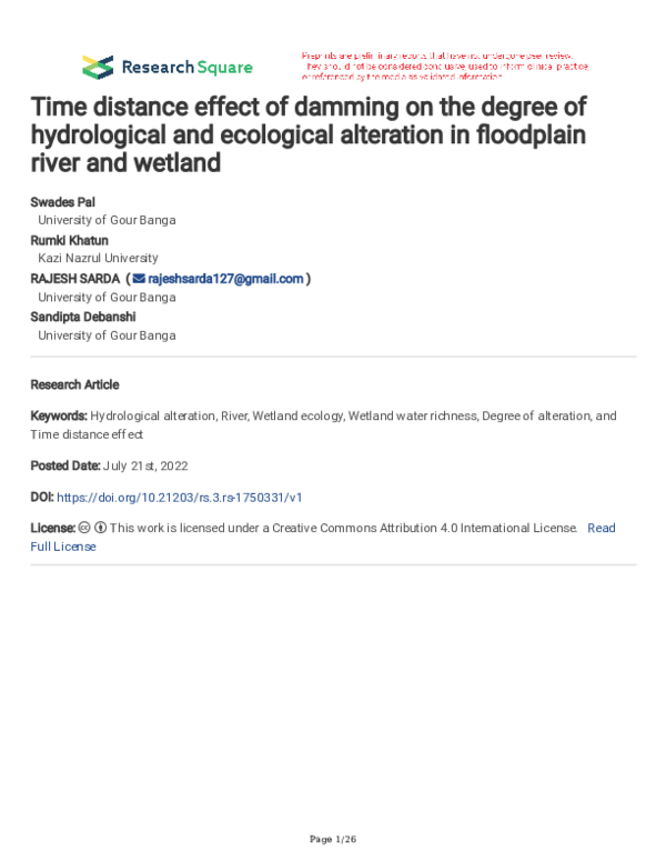 (PDF) Time distance effect of damming on the degree of hydrological and ...