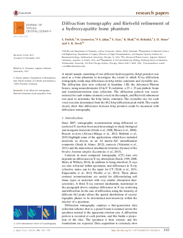 (PDF) Diffraction tomography and Rietveld refinement of a ...