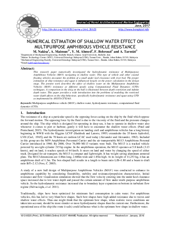 (PDF) Numerical estimation of shallow water effect on multipurpose ...