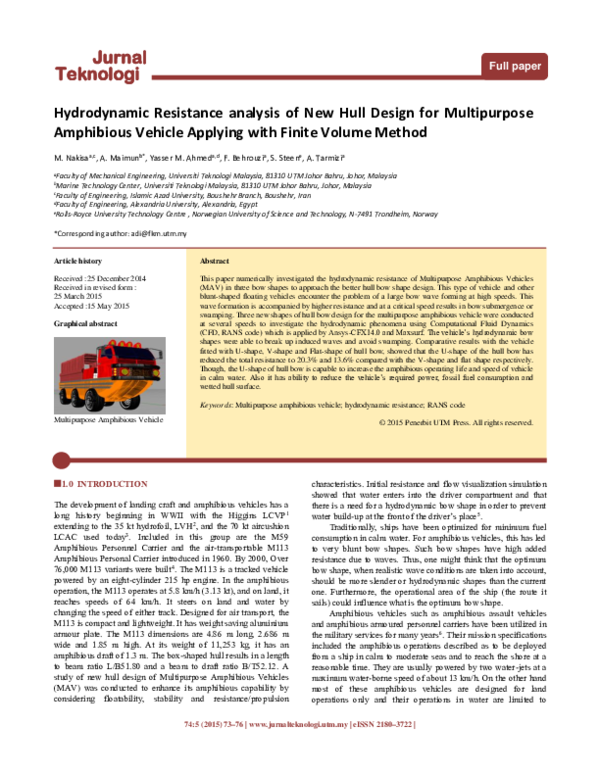 (PDF) Hydrodynamic Resistance analysis of New Hull Design for ...