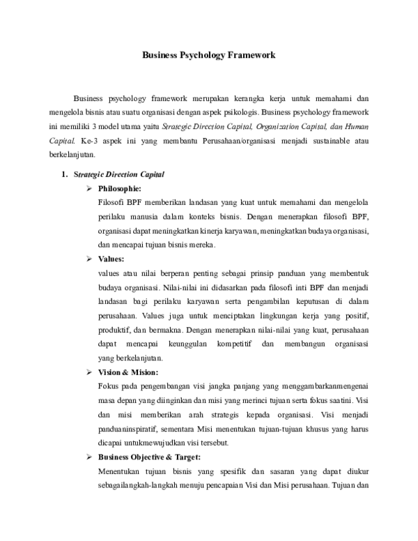 (PDF) Business Psychology Framework