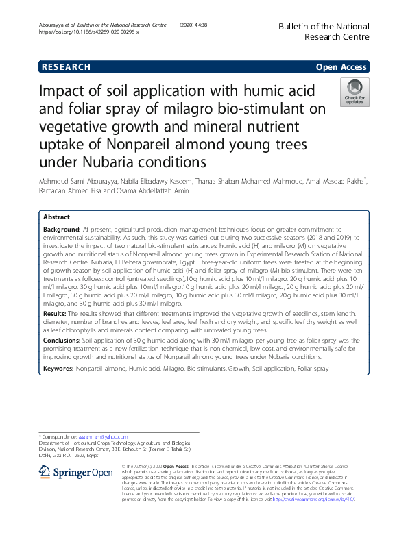 (PDF) Impact of soil application with humic acid and foliar spray of ...